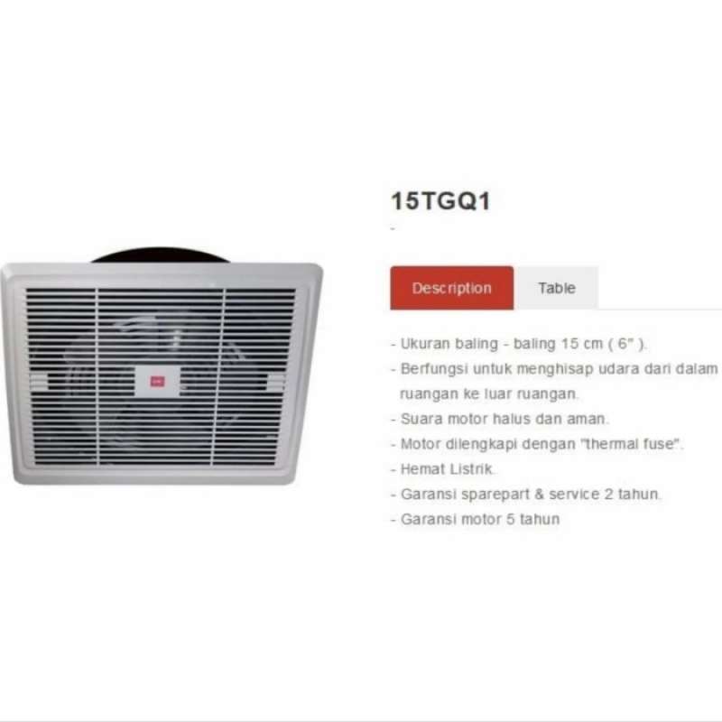 Promo Kdk Exhaust Fan Plafon 6 Inch 15tgq Diskon 23% Di Seller Indah ...