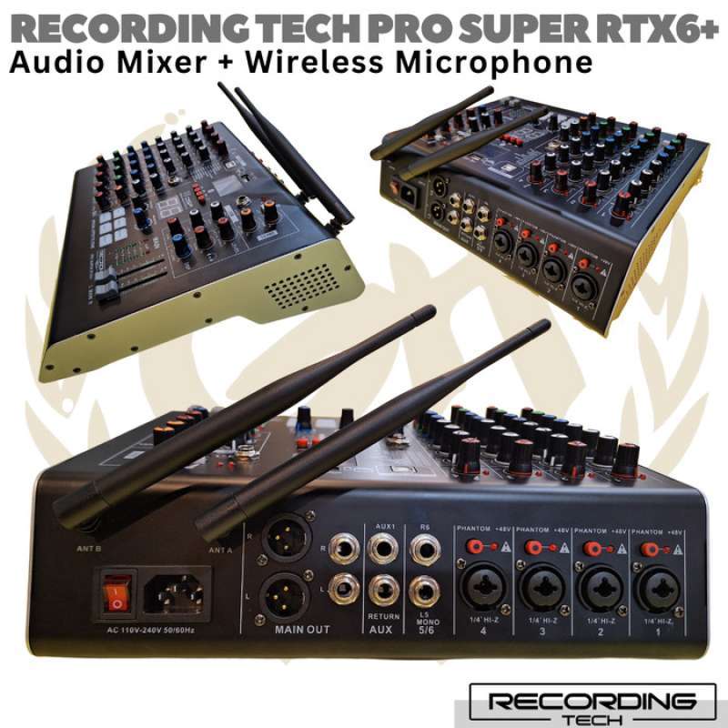 Jual Recording Tech Pro Super Rtx6+ Audio Mixer Wireless Microphone ...