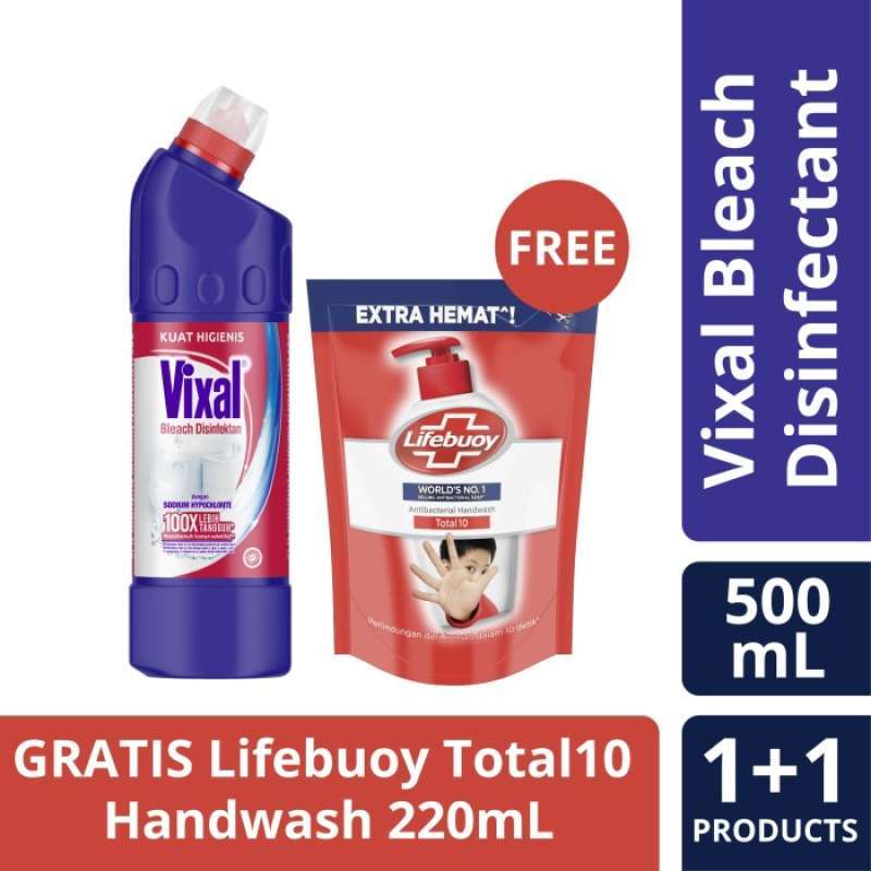 Promo Vixal Kuat Higienis Disinfectant Bleach 500ml Free Lifebuoy Handwash Diskon 5% Di Seller ...