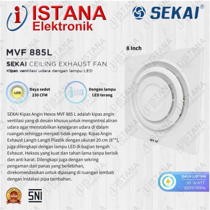 Jual SEKAI EXHAUST FAN LANGIT-LANGIT (DUTCH FAN) 8 INCH MVF-885L di Seller Istana Elektronik ...