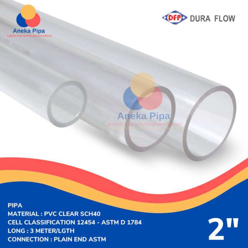 Promo Pipa Pvc Clear Sch 40 Plain End Astm 3 Meter Duraflow Size 2 Inch ...