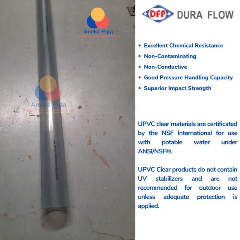 Promo Pipa Pvc Clear Sch 40 Plain End Astm 3 Meter Duraflow Size 2 Inch ...
