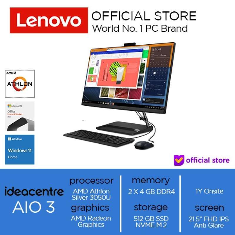 Promo Lenovo Ideacentre Aio 3 22ada6 Aaid A9id || Amd Athlon Silver ...