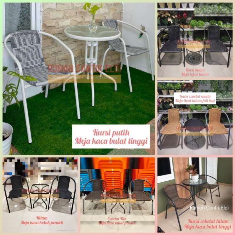 Promo Kursi dan Meja Teras Taman 1 Set Bahan Besi & Rotan (HARGA KIRIM ...