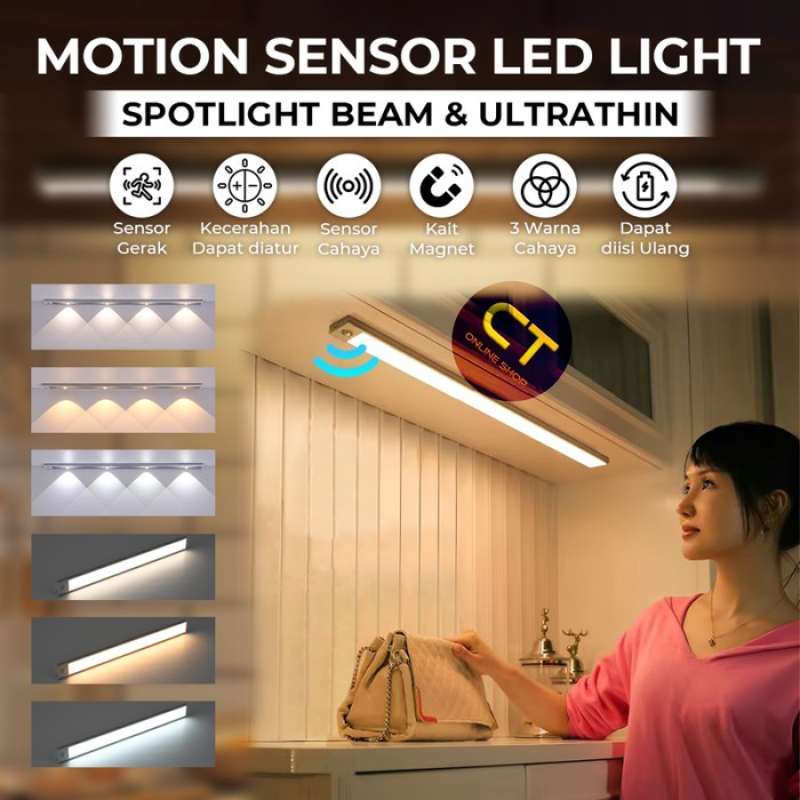 Promo Lampu Pir Sensor Gerak Otomatis Led Bar Light Lemari Dinding ...