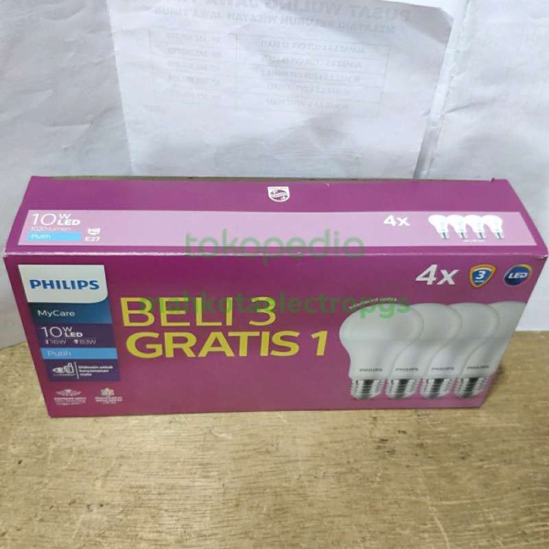 Promo Philips Multipack Mycare Led Bulb 10w 6500k Putih Diskon 23% Di ...