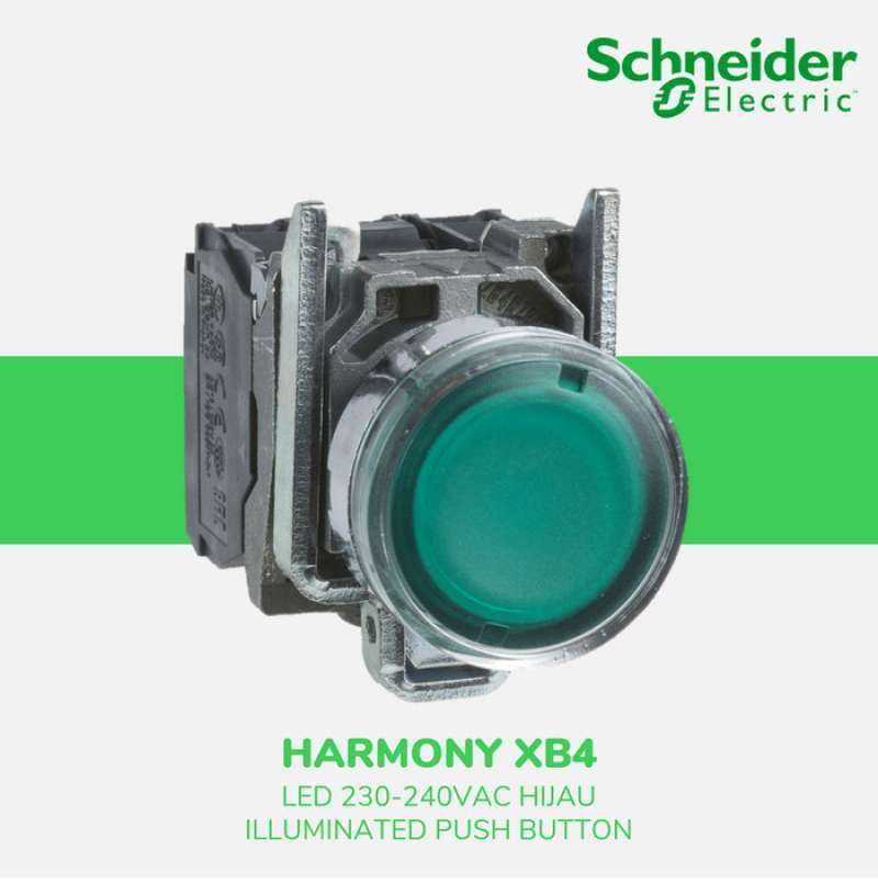 Promo Schneider Electric Xb4 Illum Pushbutton Led 230-240vac Hijau ...