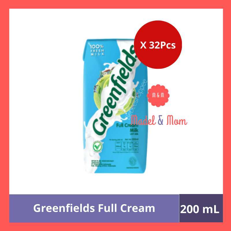 Promo SUSU UHT GREENFIELDS FULL CREAM 1 DUS ISI 32 PCS X 200ML Diskon 3% di Seller Madel & Mom ...