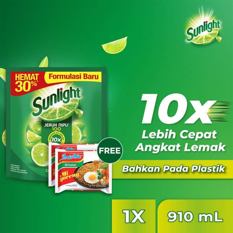 Promo Buy 1 Get 2 - Sunlight Sabun Cuci Piring Jeruk Nipis Pouch 910 Ml ...