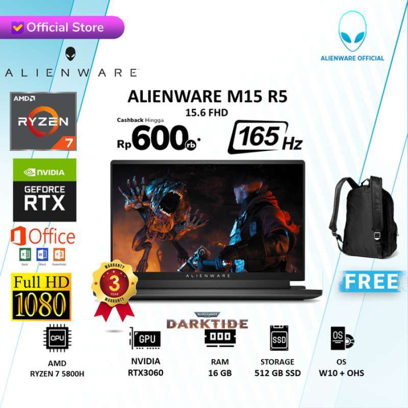 Promo Dell Alienware M15 R5 Ryzen 7 5800h 16gb 512ssd Rtx3060 6gb W10+ohs 15 Diskon 33% Di ...