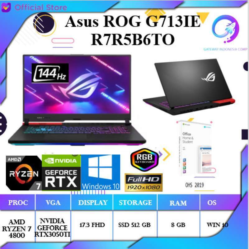 Promo ASUS ROG G713IE R7R5B6TO Ryzen 7 4800 8GB 512ssd RTX3050Ti 4GB ...