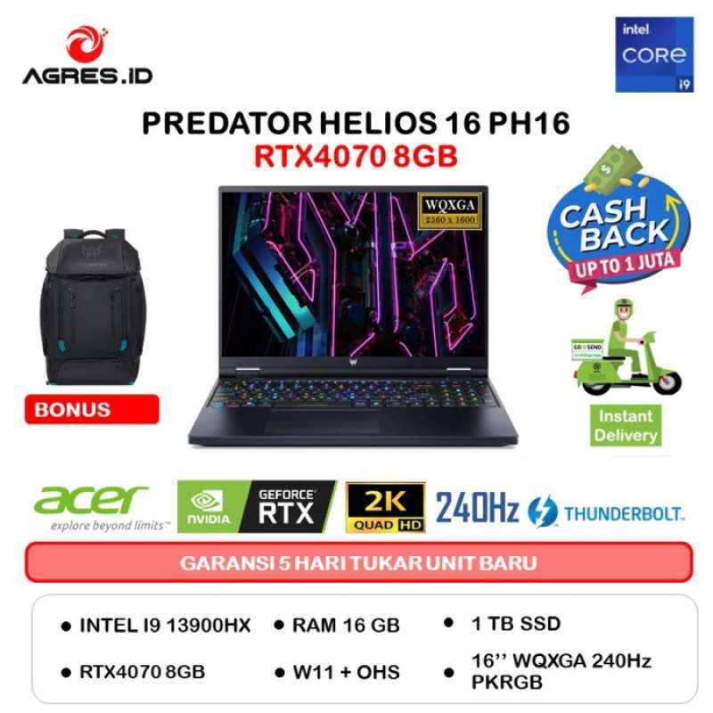 Promo Acer Predator Helios 16 Ph16 Rtx 4070 I9 13900hx 16gb 1tb Ssd Ohs ...