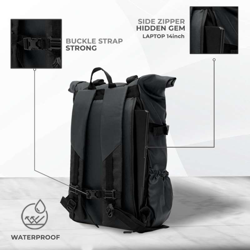 Jual Tas Ransel Pria Abauma Anti Air Backpack Rolltop Optimus Tas Motor ...