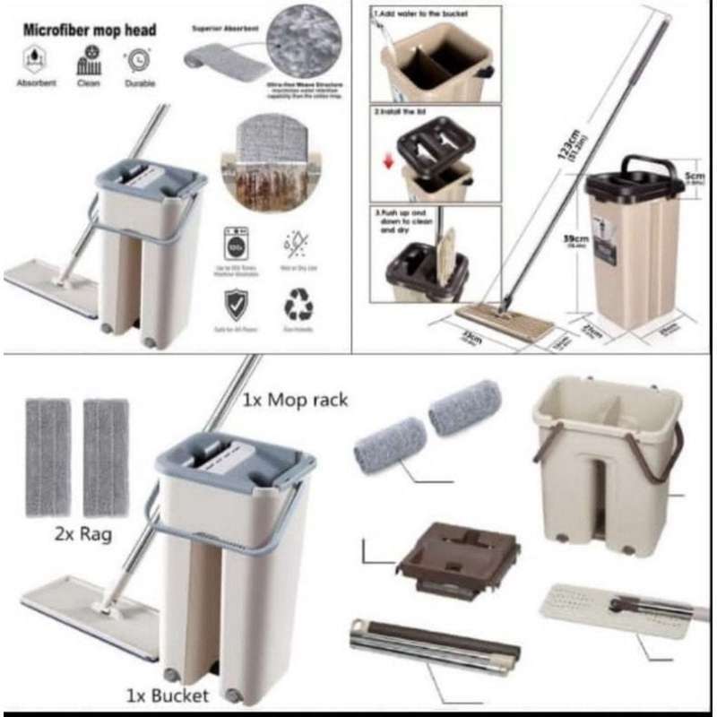 Promo Alat Pel Praktis Scratch Cleaning Mop 360° Spin Mop Plus Bucket Diskon 32% Di Seller Bumbu ...