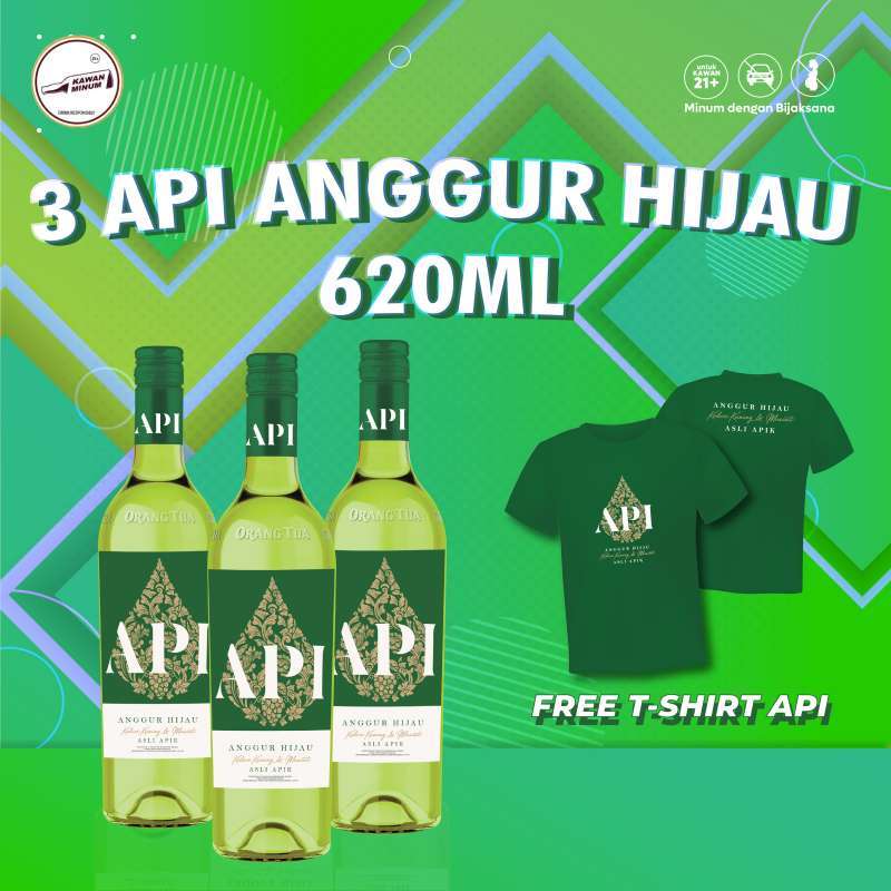 Jual 3 Api Anggur Hijau 620ml Free T-shirt Api Di Seller Kawan Minum ...