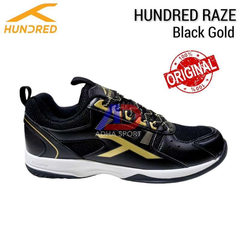 Promo Sepatu Badminton Hundred Raze Black Gold Bulutangkis Adha Sport ...