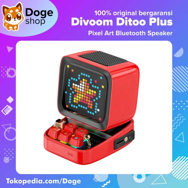 Promo TOKO ADAKU -Divoom Ditoo-Plus Speaker Bluetooth with LED Pixel Art RGB Plus Retro - Merah ...