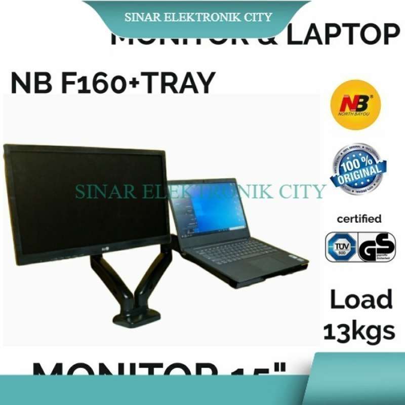 Promo Breket laptop dan Monitor Dual Stand 17 -27 inch NBF-160 + TRAY ...