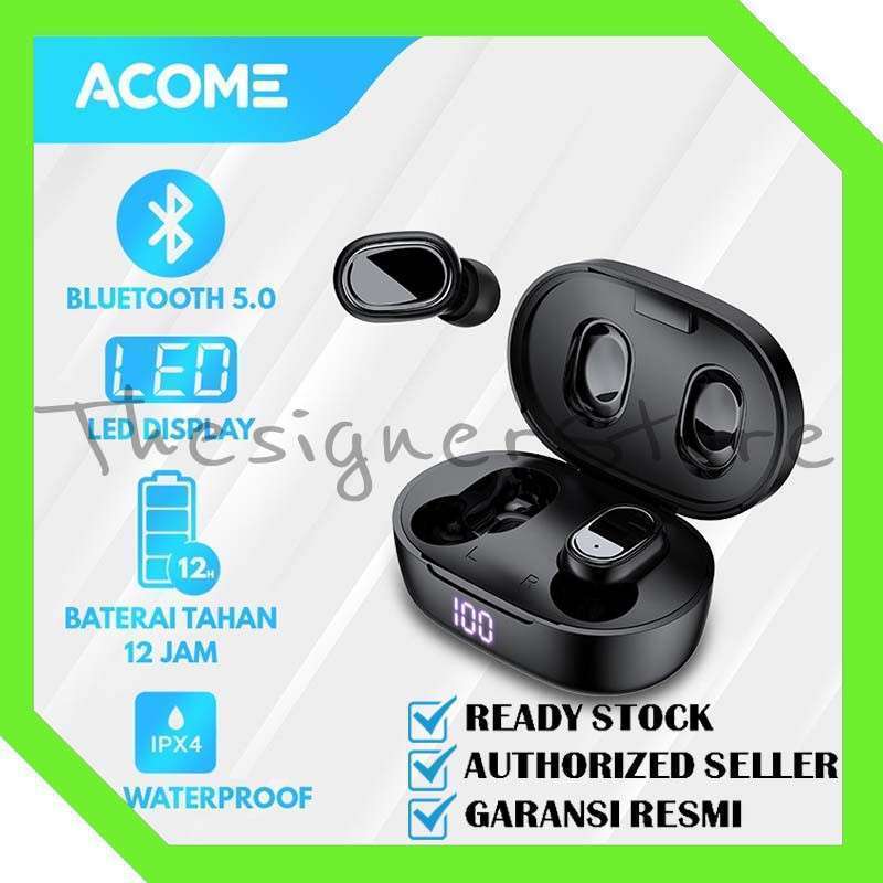Promo Acome T1 Airdots Headset Earphone Bluetooth 5.0 Tws Led Garansi ...
