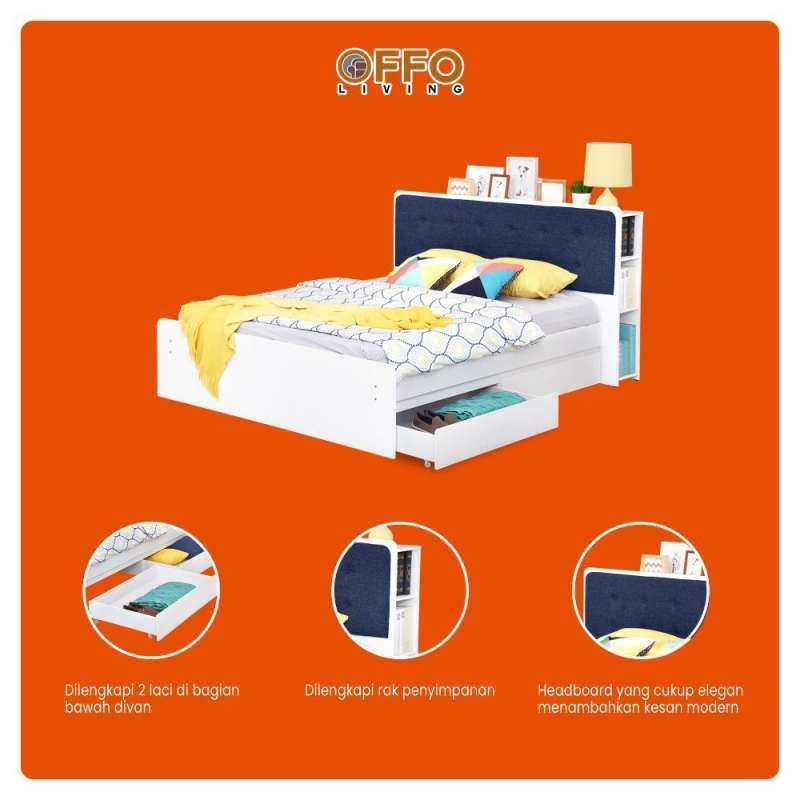 Promo Offo Living - Ranjang Eclipse White Dengan Laci Diskon 50% Di ...