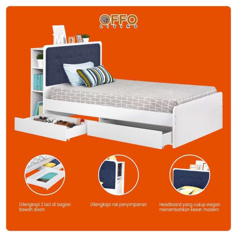Promo Offo Living - Ranjang Eclipse White Dengan Laci Diskon 50% Di ...