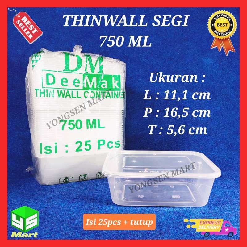 Jual Thinwall Dm Segi 750 Ml Kotak Plastik Tempat Makanan Microwave