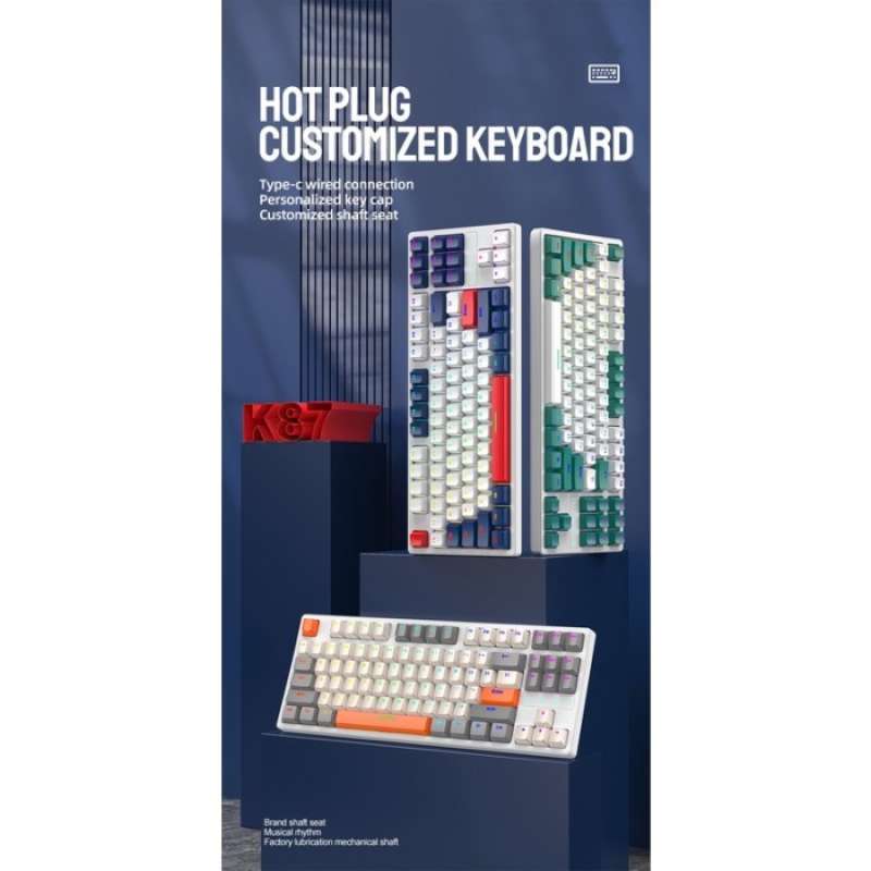 Promo Ziyoulang K87 RGB TRIPLE MODE Mechanical Keyboard - Type C ...