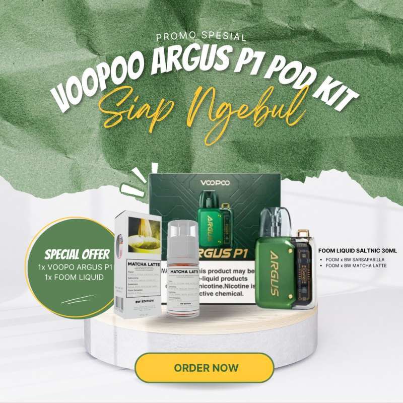 Promo VOOPOO ARGUS P1 Pod Kit plus Liquid FOOM x BW Series 30ml ...