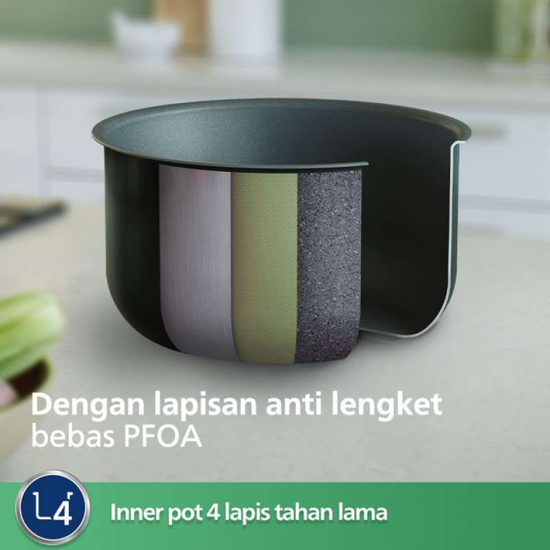 Promo Philips 0.85l Digital Mini Rice Cooker Hd3170/33 - White, Inner ...