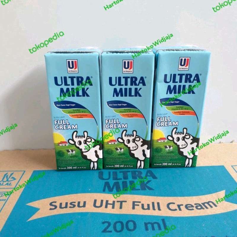 Jual SUSU ULTRA FULL CREAM / PUTIH 200 ML DUS ISI 24 KOTAK / SUSU UHT ...