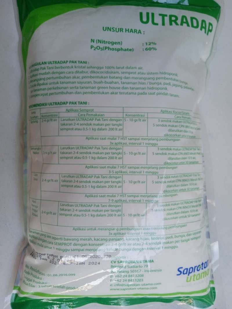 Promo Pupuk Ultradap / Map Pak Tani 1 Kg Kemasan Asli Pabrik Saprotan ...