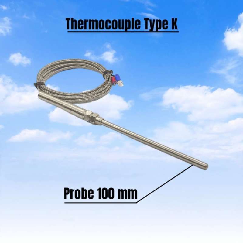Promo Thermocouple type K M8 probe 50-200mm termokopel tipe K kabel 2M ...