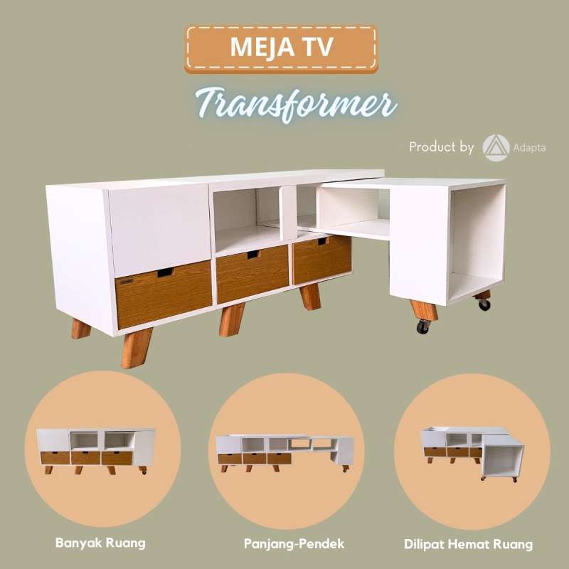 Jual Adapta Meja TV Minimalis Modern Multifungsi Hemat Ruang Terbaru di ...