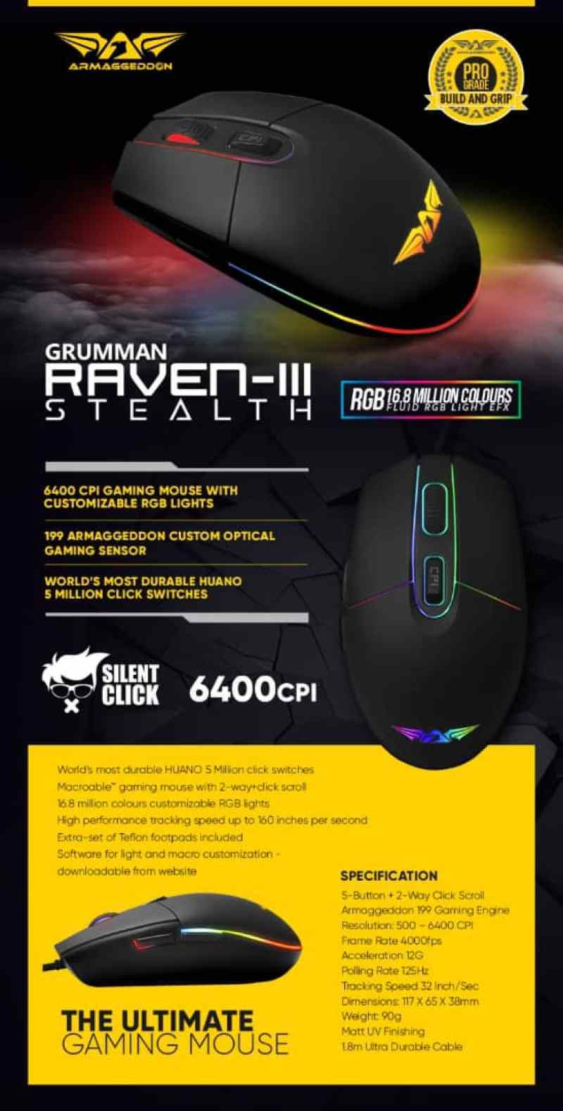 Jual Mouse Gaming Armaggeddon Raven Iii Stealth Wired 6400cpi Rgb Di Seller Dbklik Surabaya ...