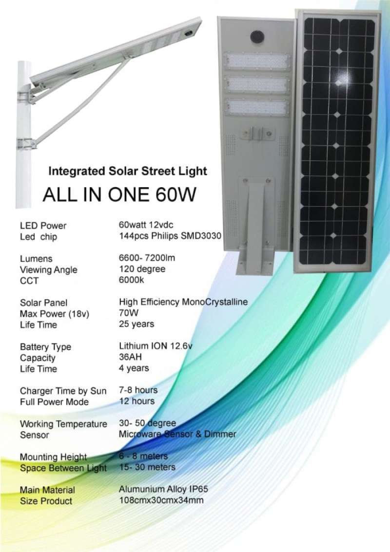 Promo Tiang Pju 7 Meter Dan Lampu All In One Solar Panel 60 Watt Diskon ...