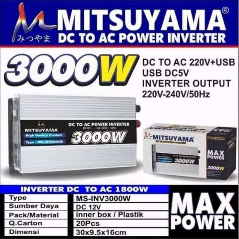 Promo Power Inverter DC to AC 3000 Watt Inverter Mitsuyama MS-INV30007 ...