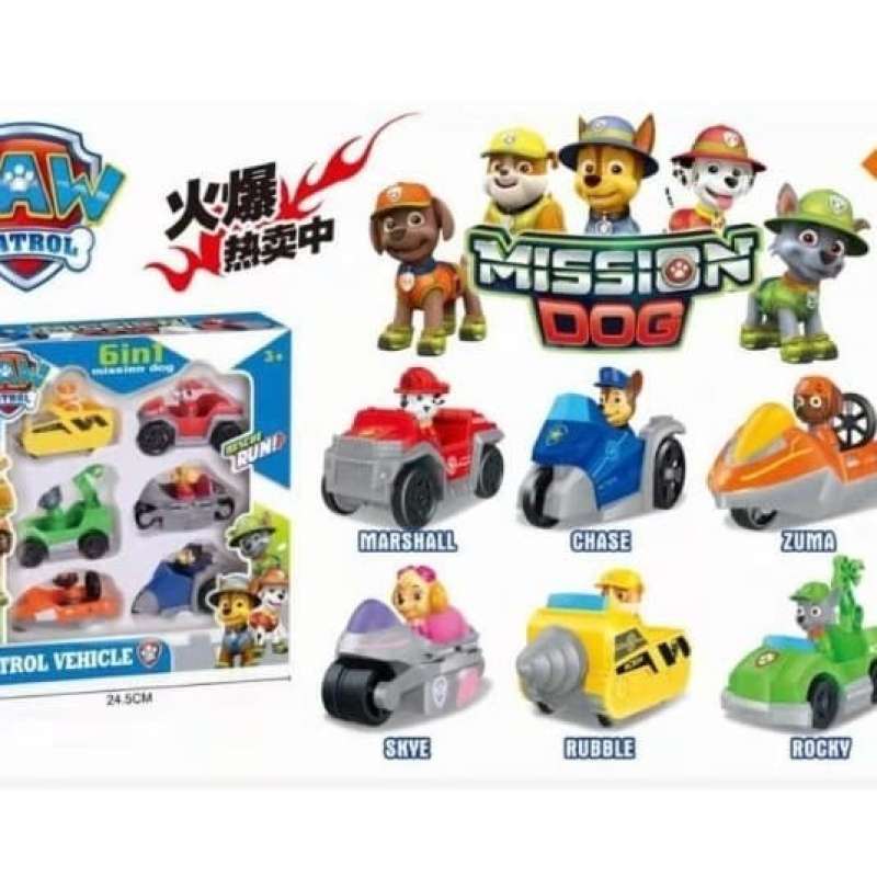 Promo Paw Patrol Mission Dog Patrol Vehicle Set 6in1 - F1 Diskon 23% Di ...