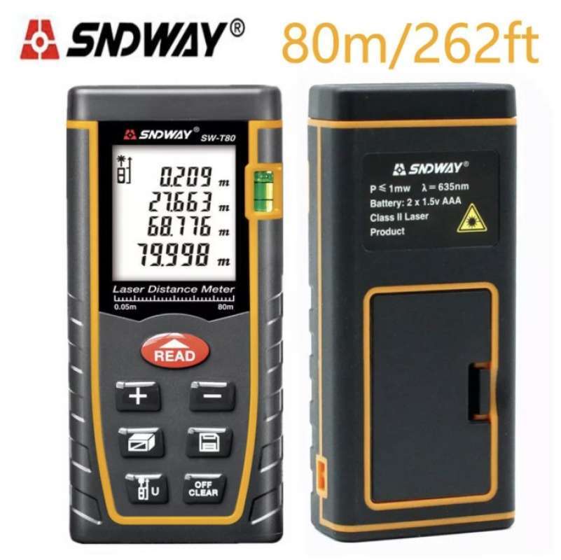 Promo SNDWAY SW-T80 Meteran 80M Laser Digital Distance RangeFinder Tape Diskon 23% di Seller ...
