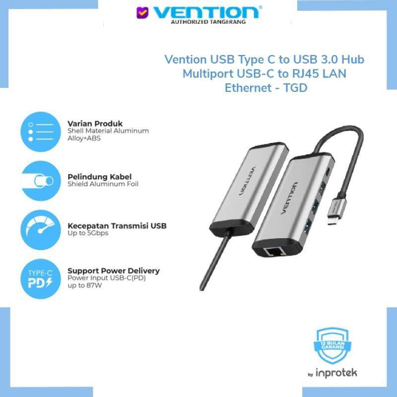 Jual Vention Usb Type C To Usb 3.0 Hub Multiport Usb-c To Rj45 Lan ...