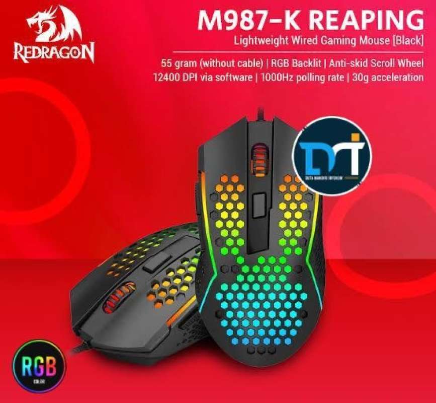 Promo Redragon REAPING M987-K - RGB Honeycomb Lightweight Wired Gaming ...