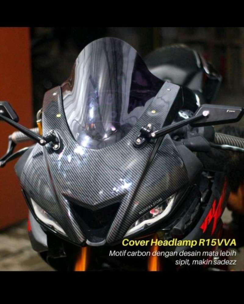 Promo Cover Kedok Topeng Headlamp Sipit R6 Carbon Kevlar Yamaha R15 V3 ...