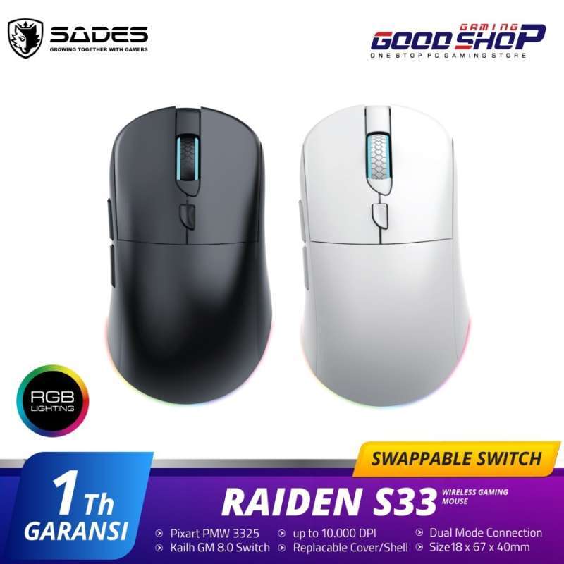 Jual Mouse Gaming Wireless Modular Dual Mode Sades Raiden S33 Di Seller Good Gaming Shop ...