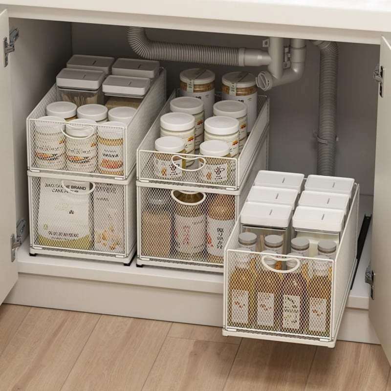 Jual Stackable Pull Out Storage Cabinet Spice Rack / Keranjang ...