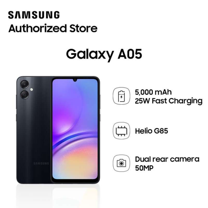 Jual Samsung Galaxy A05 {4/64GB] Black Baru Resmi + Travel Adaptor 25w ...