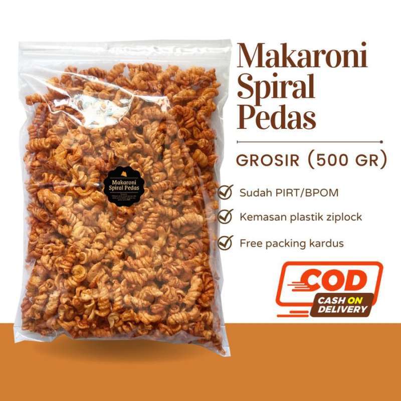 Jual Makaroni Spiral Pedas (grosir) 500gr / Snack Cemilan Camilan ...