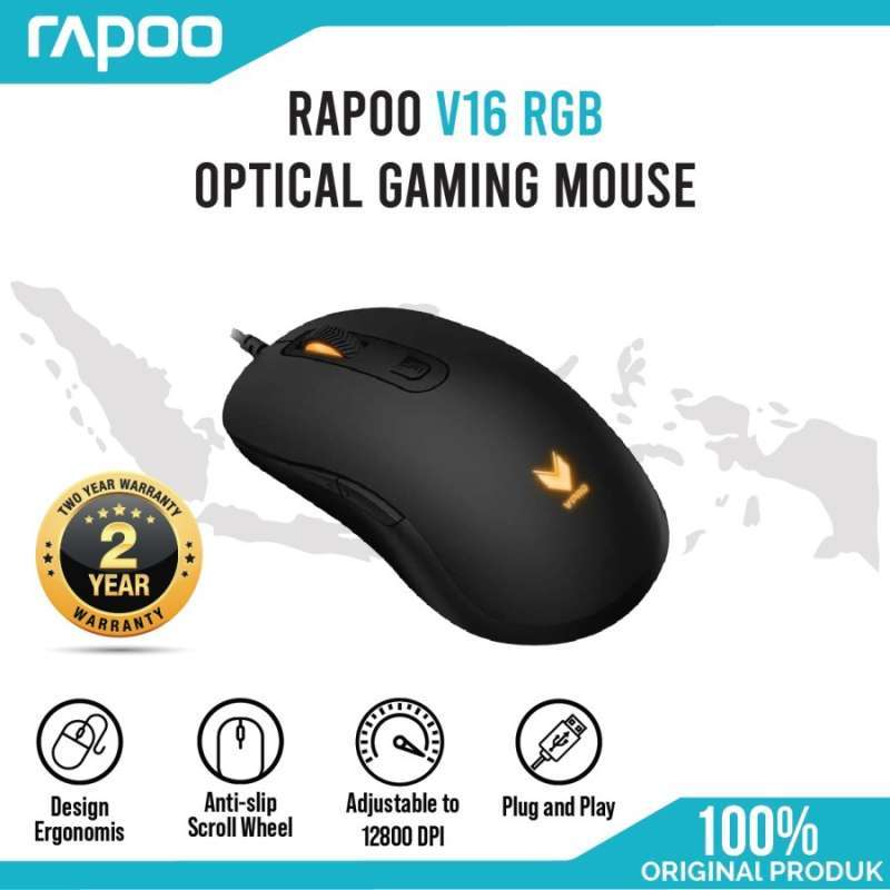 Jual Rapoo Optical Gaming Mouse V16 RGB Black di Seller ASCARYA COMP ...