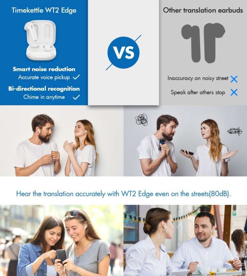 Jual TIMEKETTLE WT2 EDGE Translator Earbuds OFFLINE Penerjemah Bahasa ...