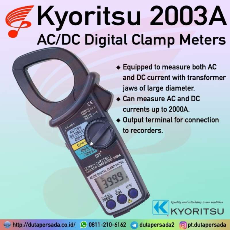 Promo Kyoritsu 2003A Digital AC DC Clamp Meter 2000A / Tang Ampere ...