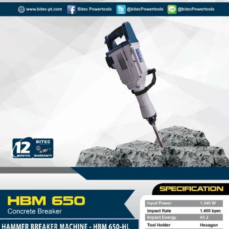 Mesin Bobok Beton Demolition Jack Hammer HBM650 BITEC HBM 650