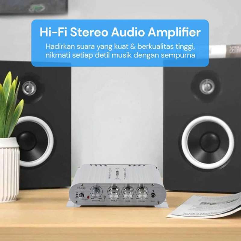 Jual CLAITE HiFi Stereo Amplifier Treble Bass Booster ST-838 Amplifier Mixer Speaker Active ...